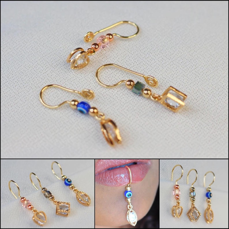 Evil Eye Lip Cuff Nose Cuff Fake Piercing Custom Gold or - Etsy