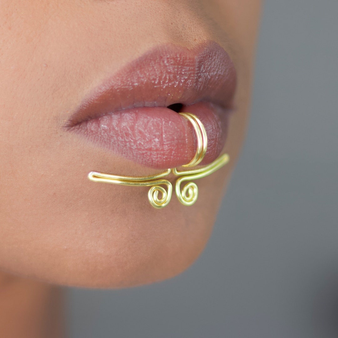 Handmade Copper Faux Lip Ring – Tribal No Piercing Lip Hugger - Etsy