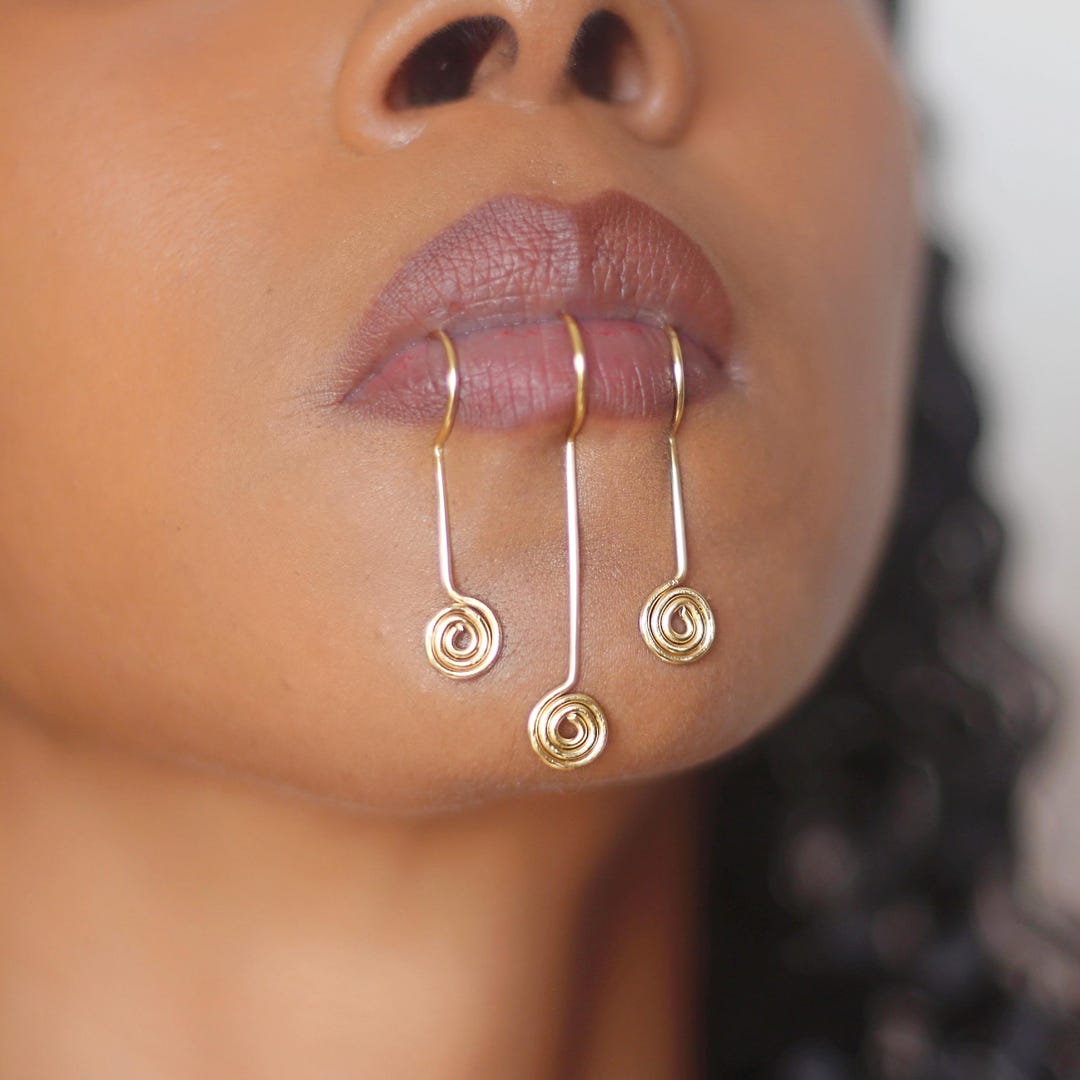 Copper Spiral Lip Cuff Set – No Piercing, Tribal Jewelry - Etsy