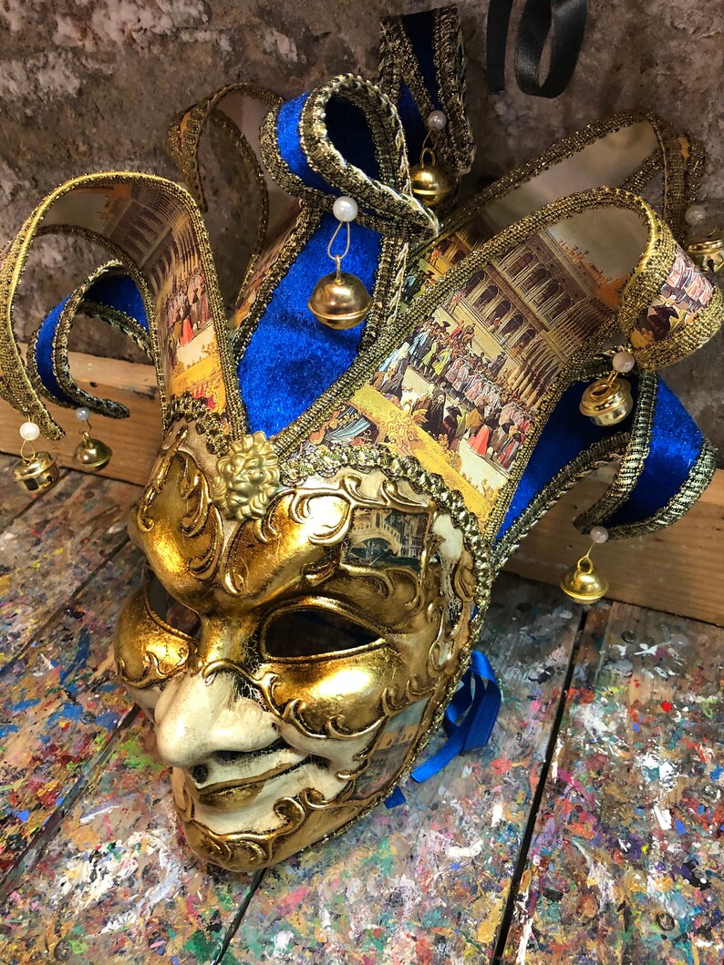 Golden Jester Mask Decorated With Elegant Venetian Designs - Etsy