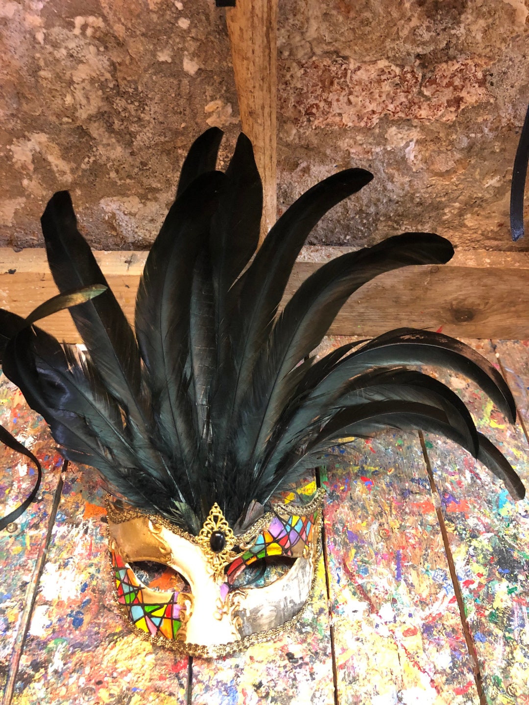 Venetian Eye Mask With Feathers - Elegant Venetian Mask Made and ...