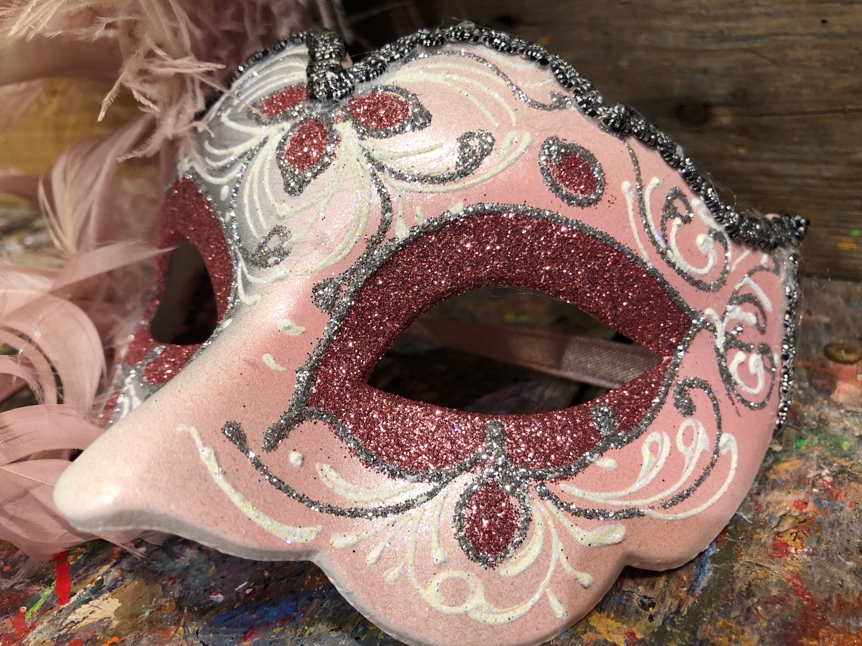 Original Venetian Mask for Carnival Parties With Feather and Handmade ...