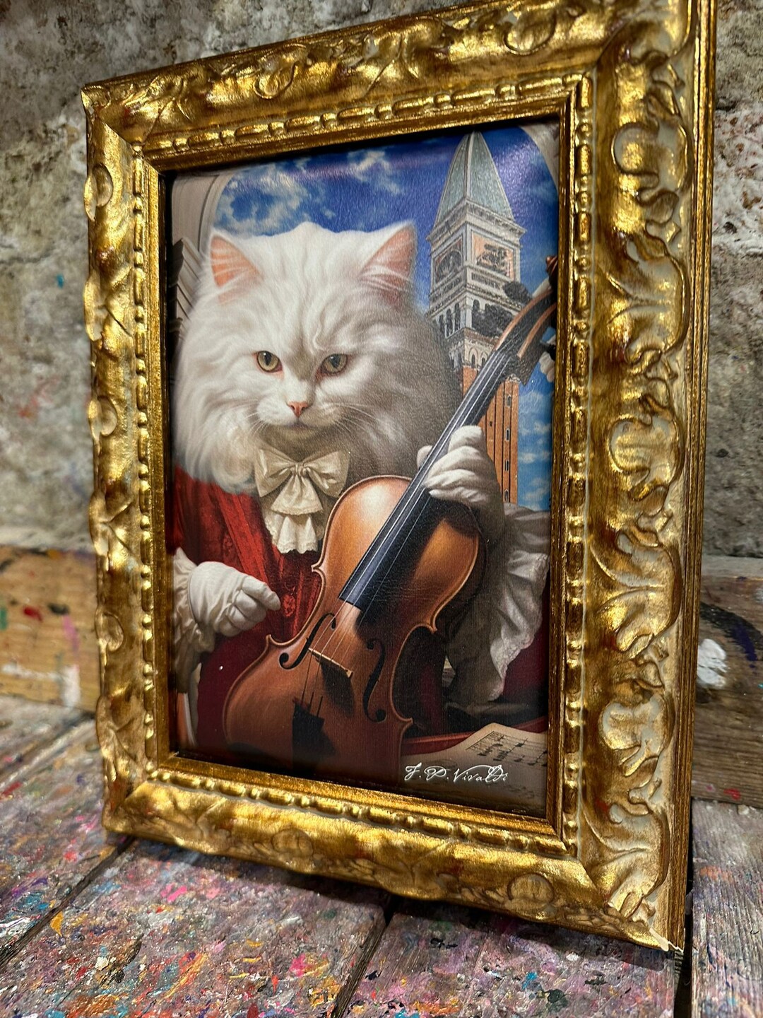 Skin Painting on Canvas Depicting a Cat Dressed as a Venetian Nobleman ...