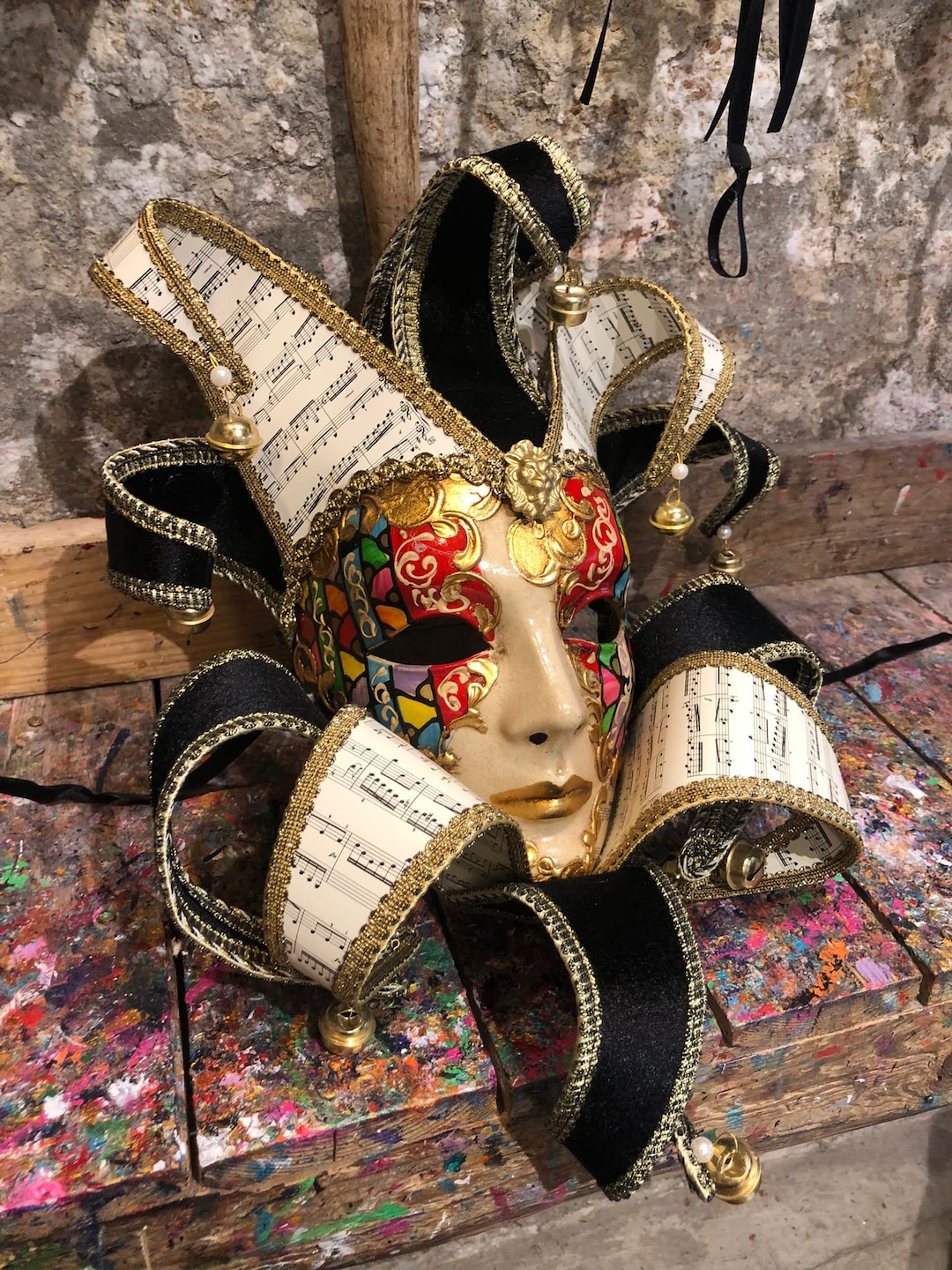 Jester Mask Finely Decorated in Harlequin Style Colors and Glitter ...
