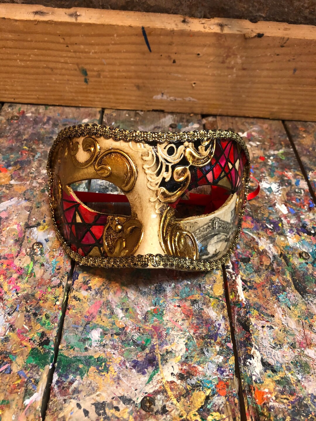 Elegant Carnival Eye Mask Decorated by Hand With Golden Colors and ...