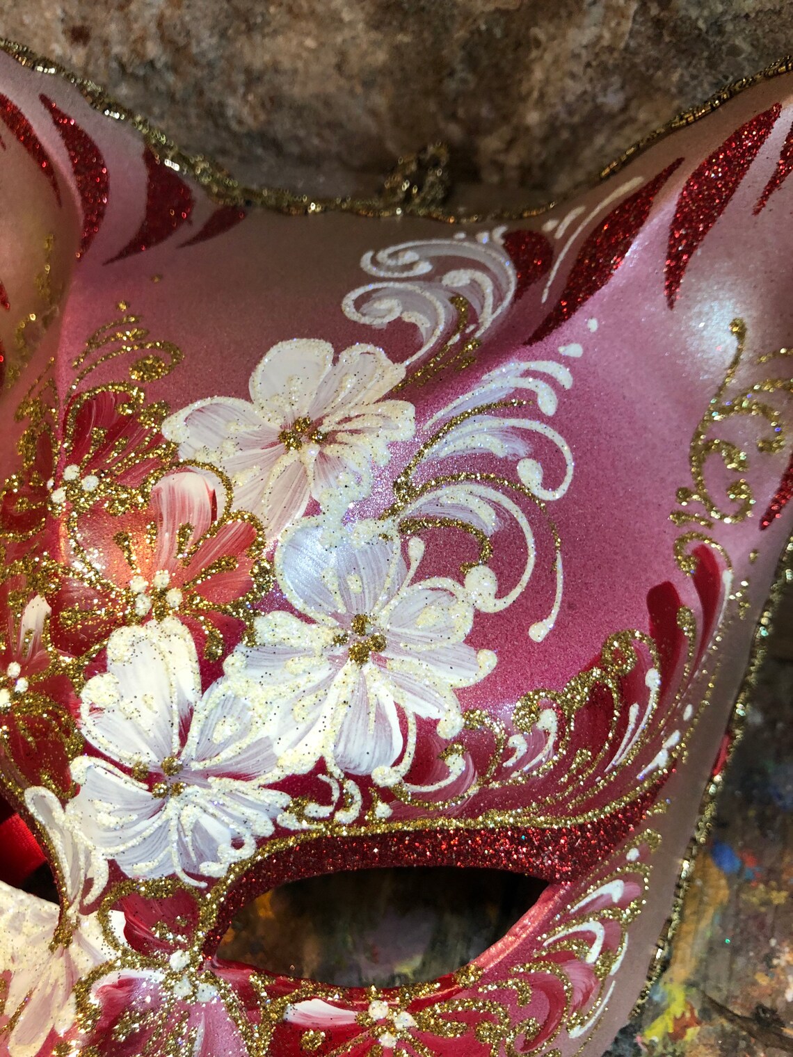Pink Fact Mask Cat Carnival Mask Finely Decorated by Hand | Etsy