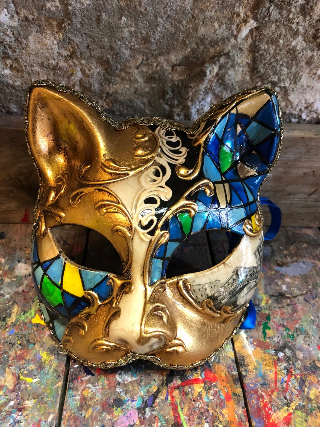 Venetian Cat Mask Hand Decorated Cat Carnival Mask Carnival Party Mask ...