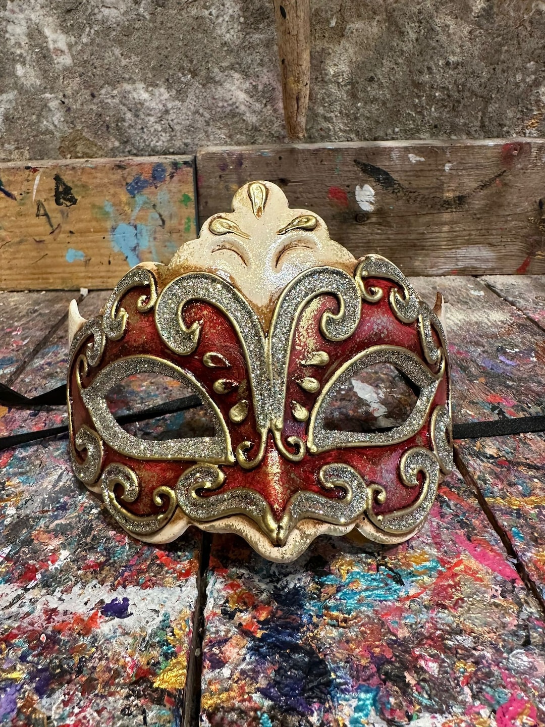 Elegant Eye Masks With Silver and Golden Decorations Hand-painted ...