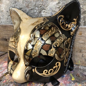 Venetian Cat Mask Gilded and Decorated With Elegant Colors Carnival ...