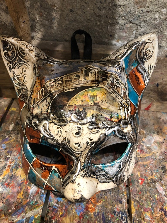 Hand-decorated Cat Carnival Mask in Venice Venetian Cat Mask - Etsy