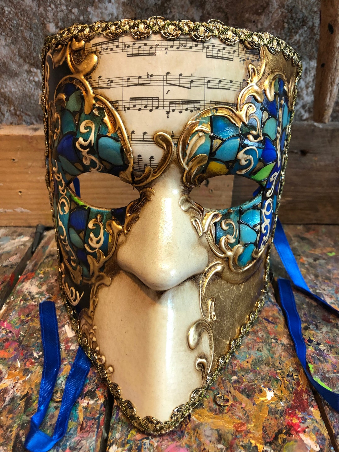 Casanova Carnival Mask, Hand-decorated With Venetian Designs and Gold ...