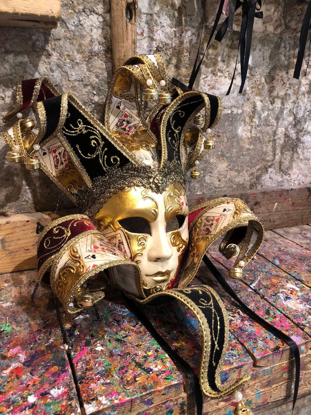 Elegant Jester Mask With Baroque Decorations Hand Painted Joker Mask ...