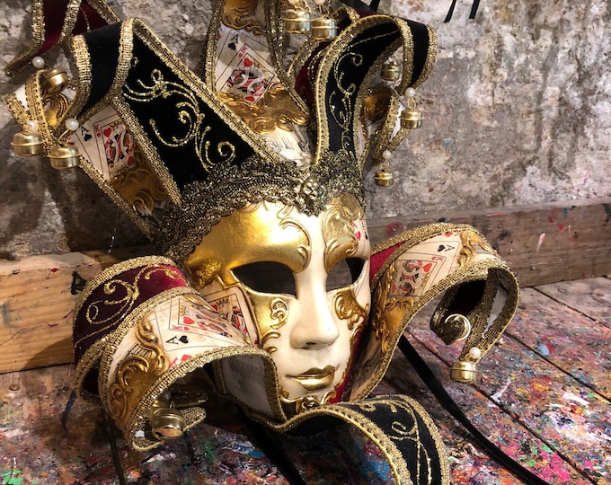 Purple Gold Masquerade Mask, Jolly Jester Mask, Women Horns Mask, Men ...