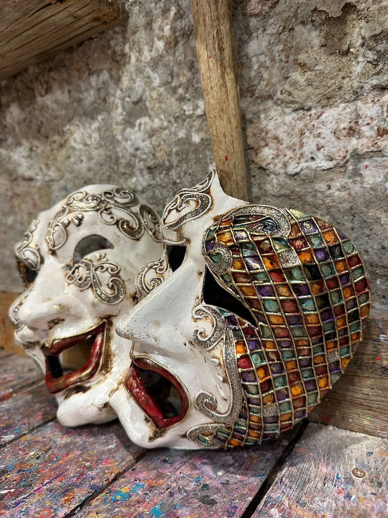 Exclusive Tragicomic Mask With Double Face - Venetian Tragicomic Mask ...