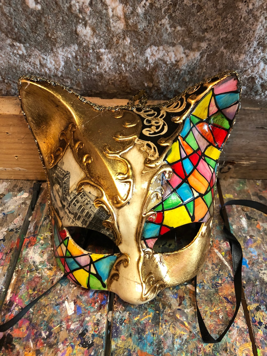 Venetian Cat Mask - Golden Carnival Cat Mask - Handmade in Venice - Etsy