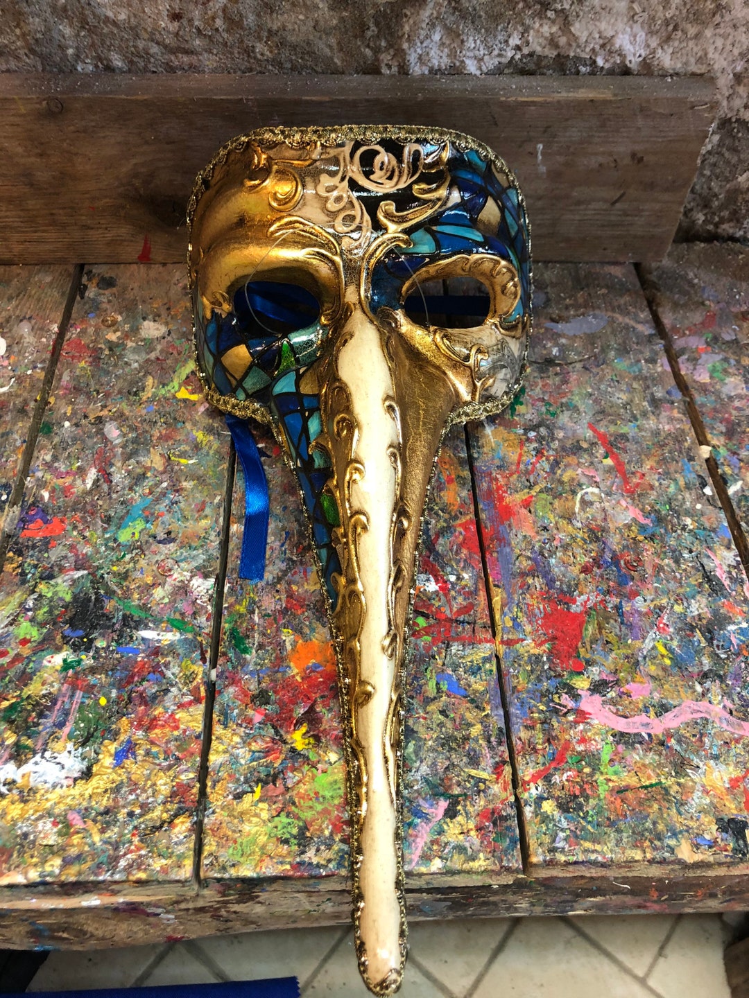 Golden Venetian Mask for Carnival Parties Hand Decorated Venetian Zanni ...