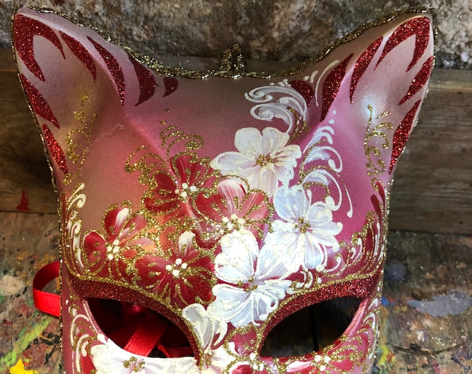 Pink Fact Mask Cat Carnival Mask Finely Decorated by Hand - Etsy