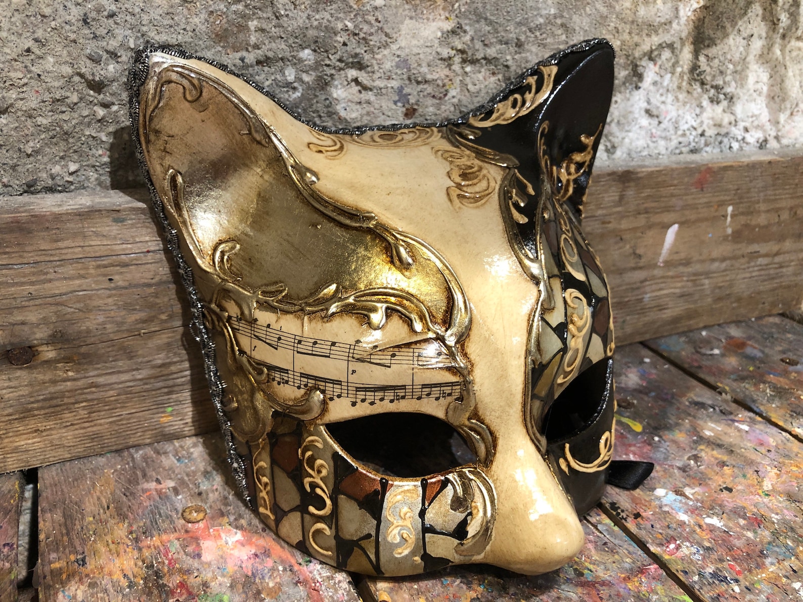 Venetian Cat Mask Gilded and Decorated With Elegant Colors | Etsy