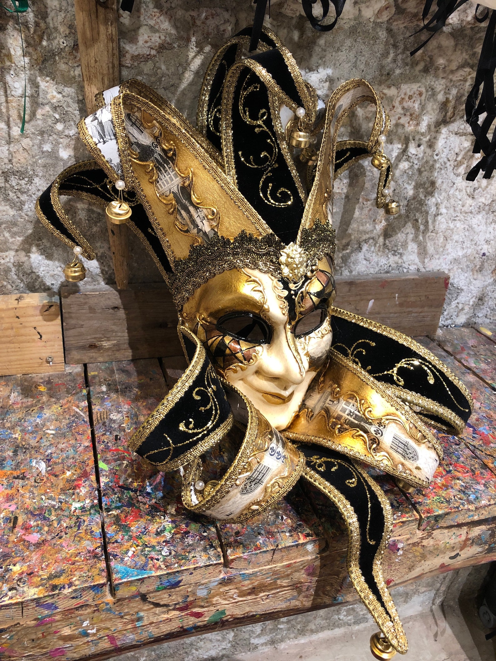 Handmade Jester Mask - Golden Carnival Joker Mask - Jester Carnival ...