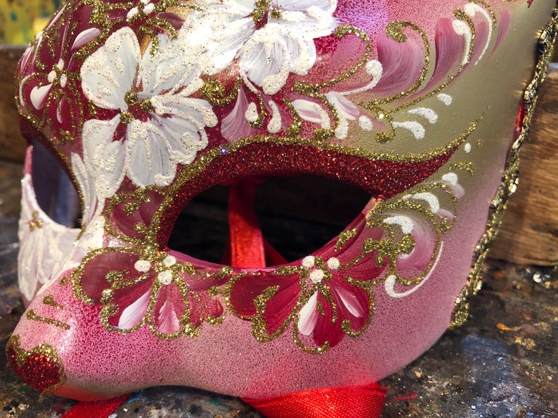 Pink Fact Mask Cat Carnival Mask Finely Decorated by Hand | Etsy