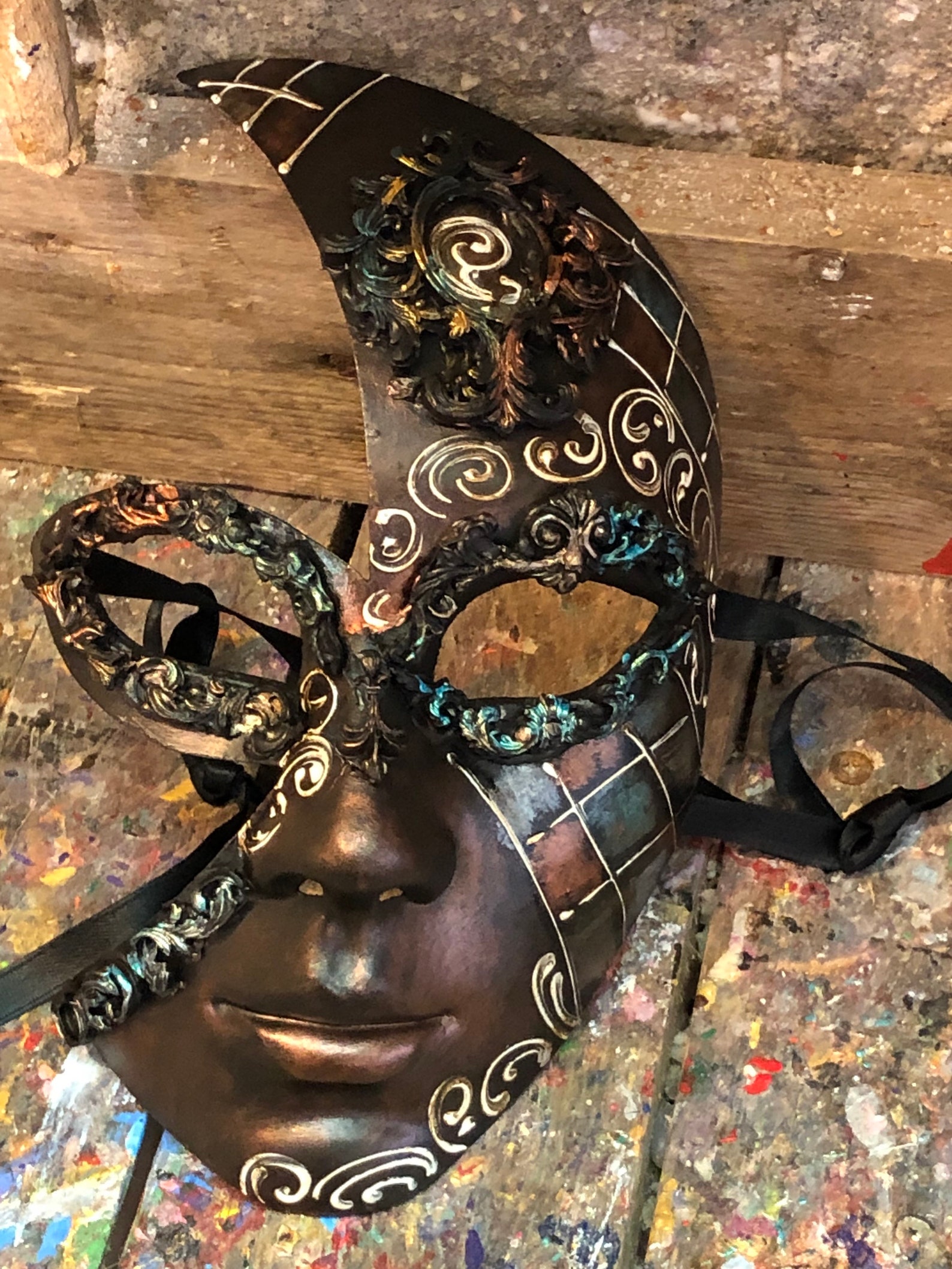 Exclusive Half-moon Carnival Mask Decorated and Handmade in - Etsy