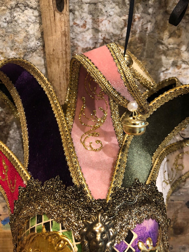 Venetian Jester Mask, Finely Decorated With Bright Colors, Glitter, and ...