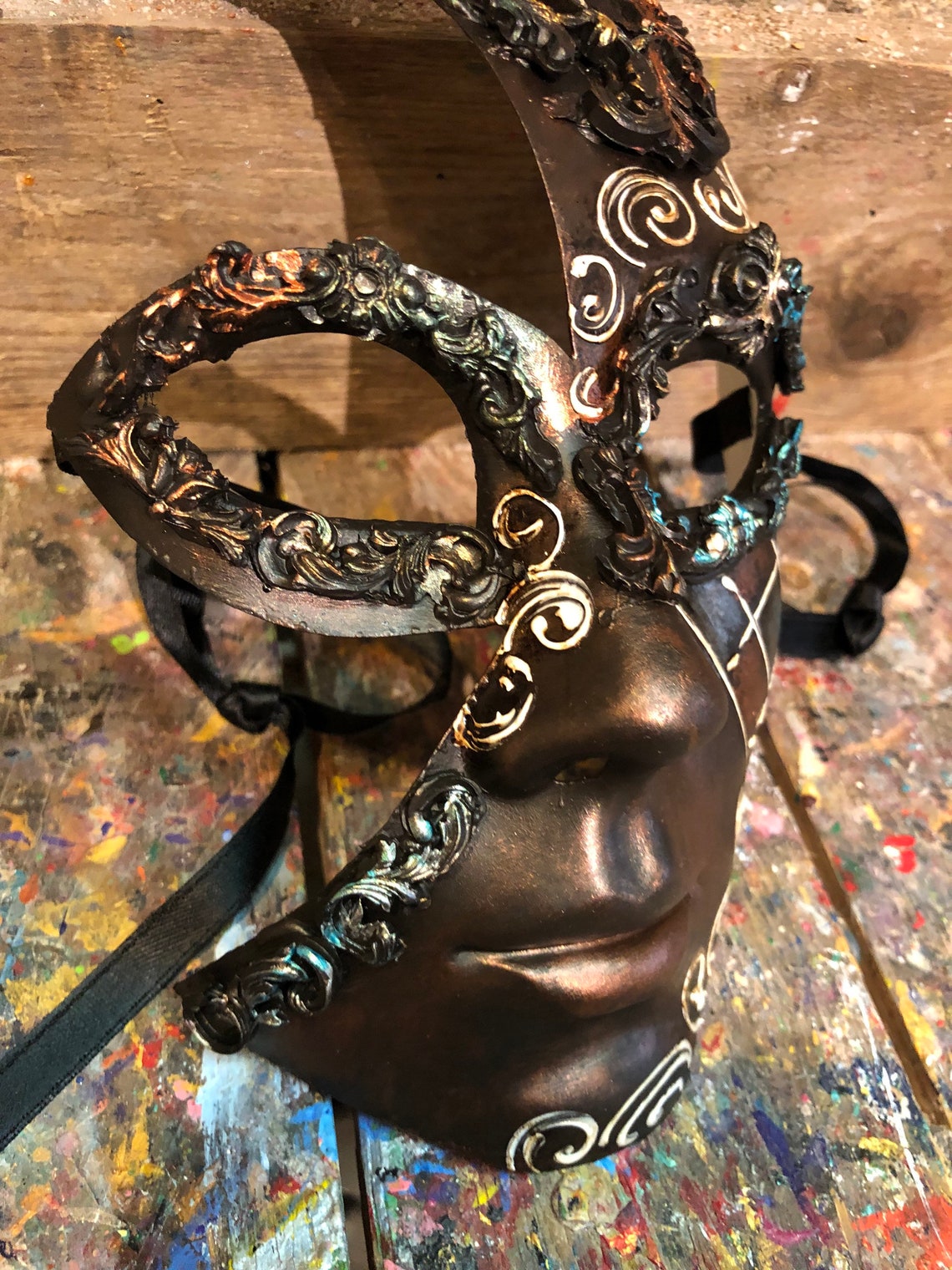Exclusive Half-moon Carnival Mask Decorated and Handmade in - Etsy