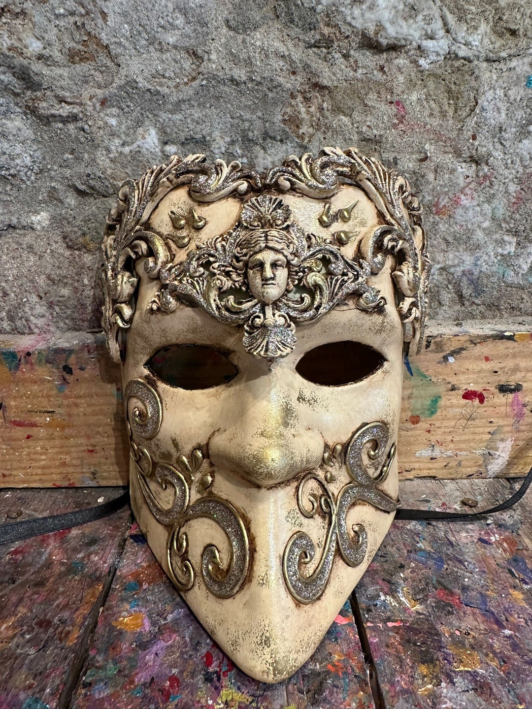 Venetian Casanova Mask - Hand-decorated Casanova Bauta - Carnival Party ...
