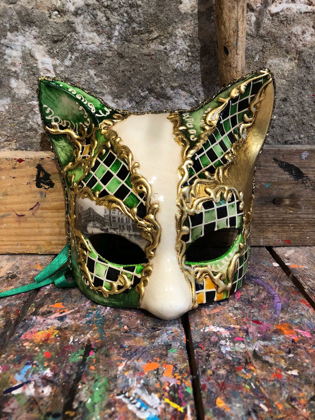 Elegant Venetian Cat Mask - Carnival Mask Hand Made and Painted in ...