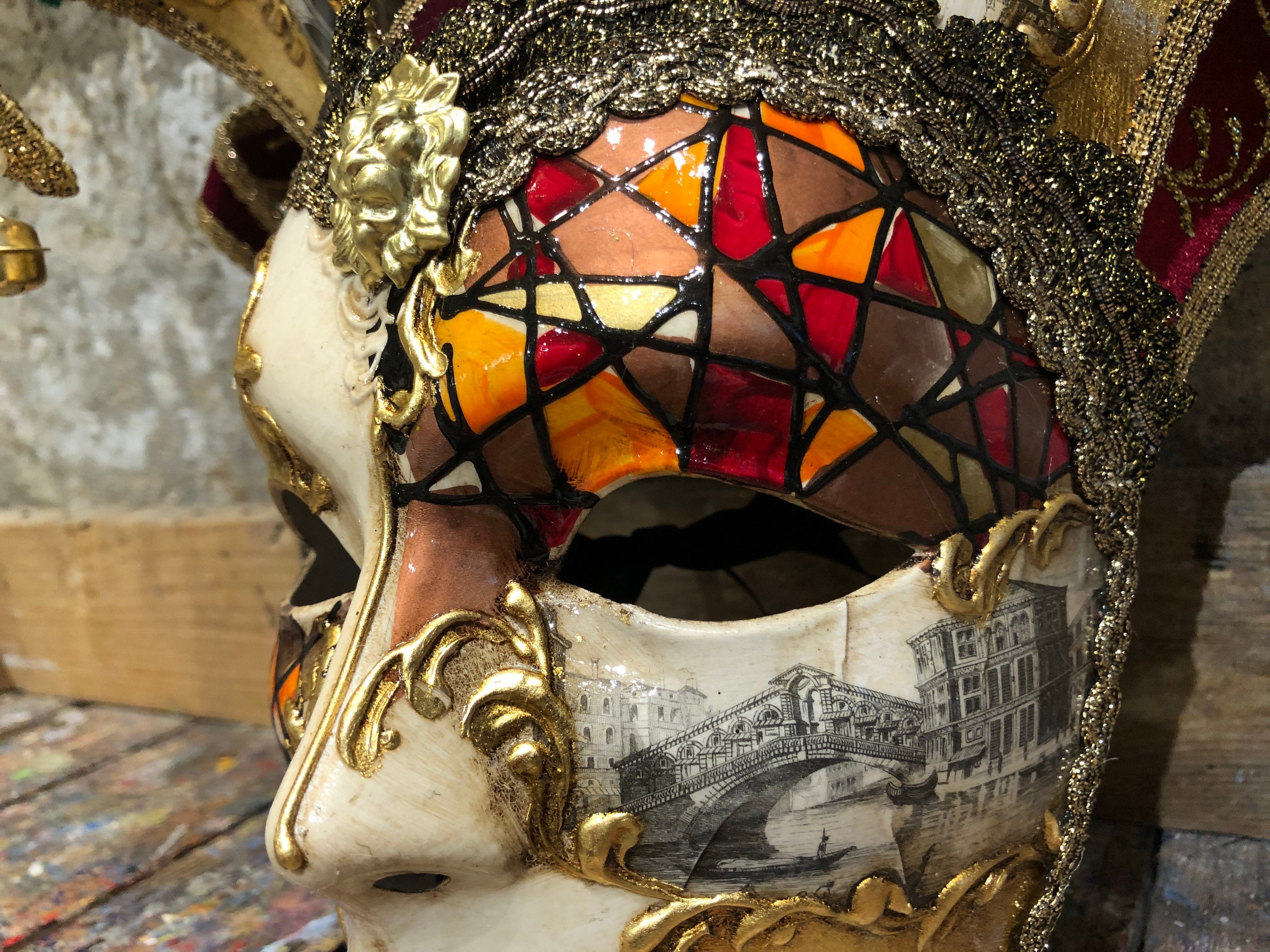 Golden Jester Mask Jester Carnival Mask Hand-decorated - Etsy