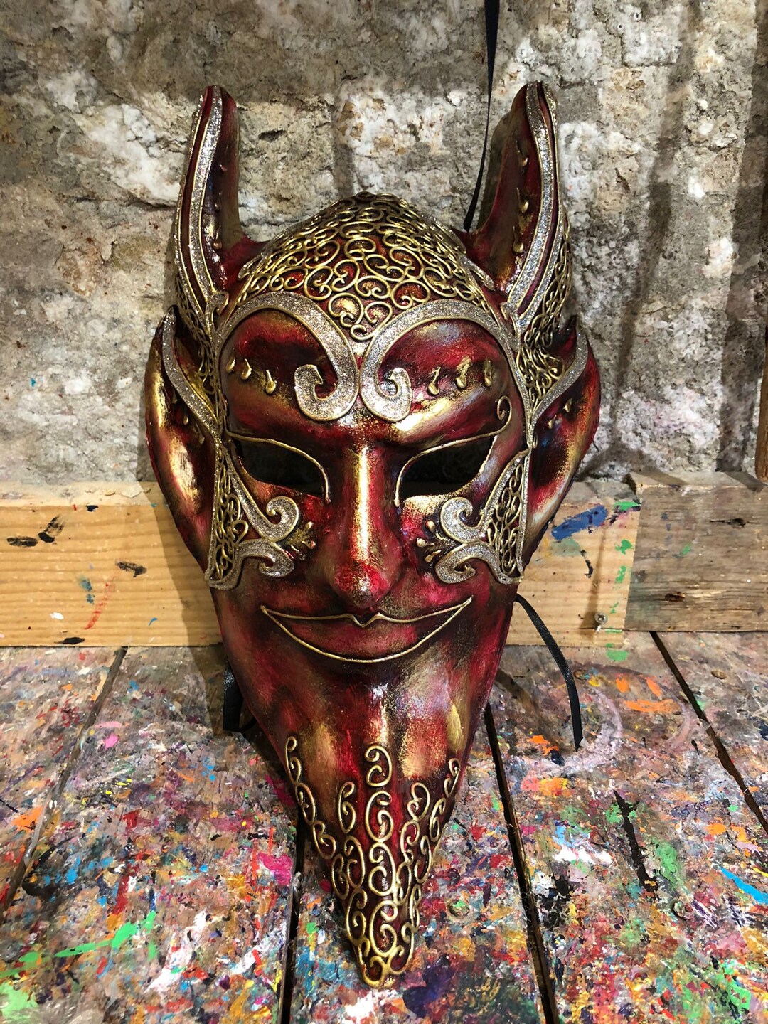 Devil Carnival Mask Exclusive Venetian Devil Mask With Elegant ...