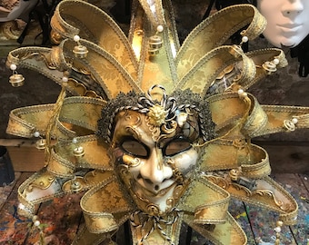 Exclusive Hand-made and Decorated Jester Mask - Joker Mask for Carnival ...