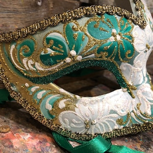 Carnival Eye Mask Decorated With Floral Motifs and Silver Colors ...