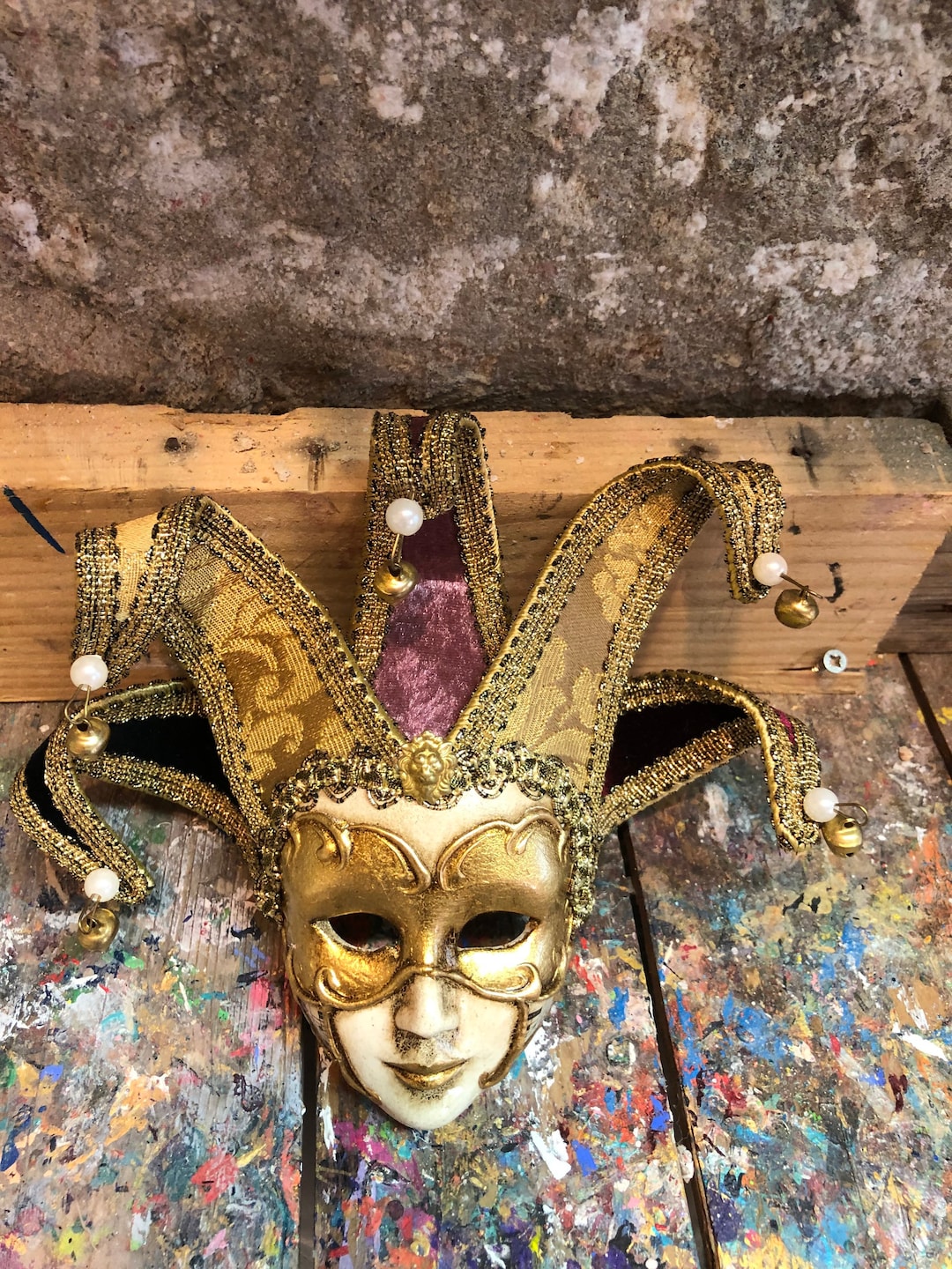 Golden Jolly Mask Made in Venice Carnival Mask for Christmas ...