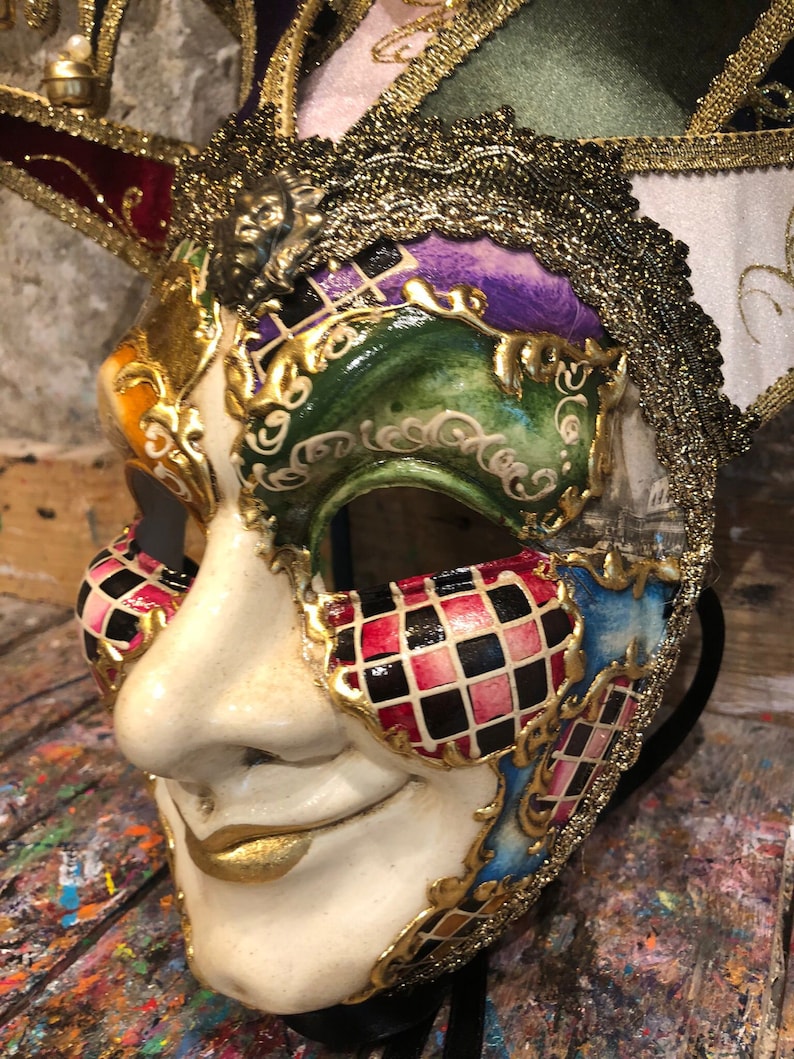 Venetian Jester Mask, Finely Decorated With Bright Colors, Glitter, and ...