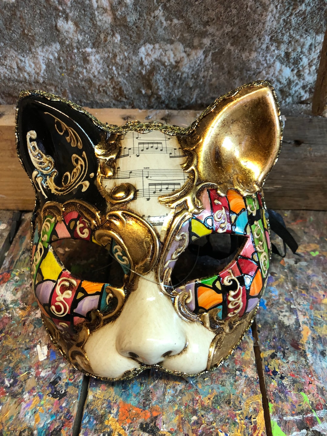 Hand-decorated Venetian Cat Carnival Mask - Original Venetian Cat Mask ...