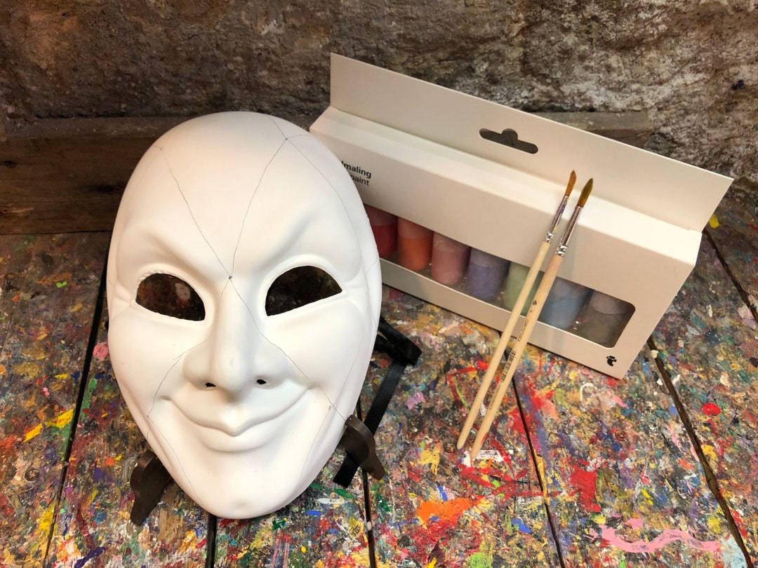 White Carnival Mask With Painting Kit Venetian Mask to Paint Venetian ...