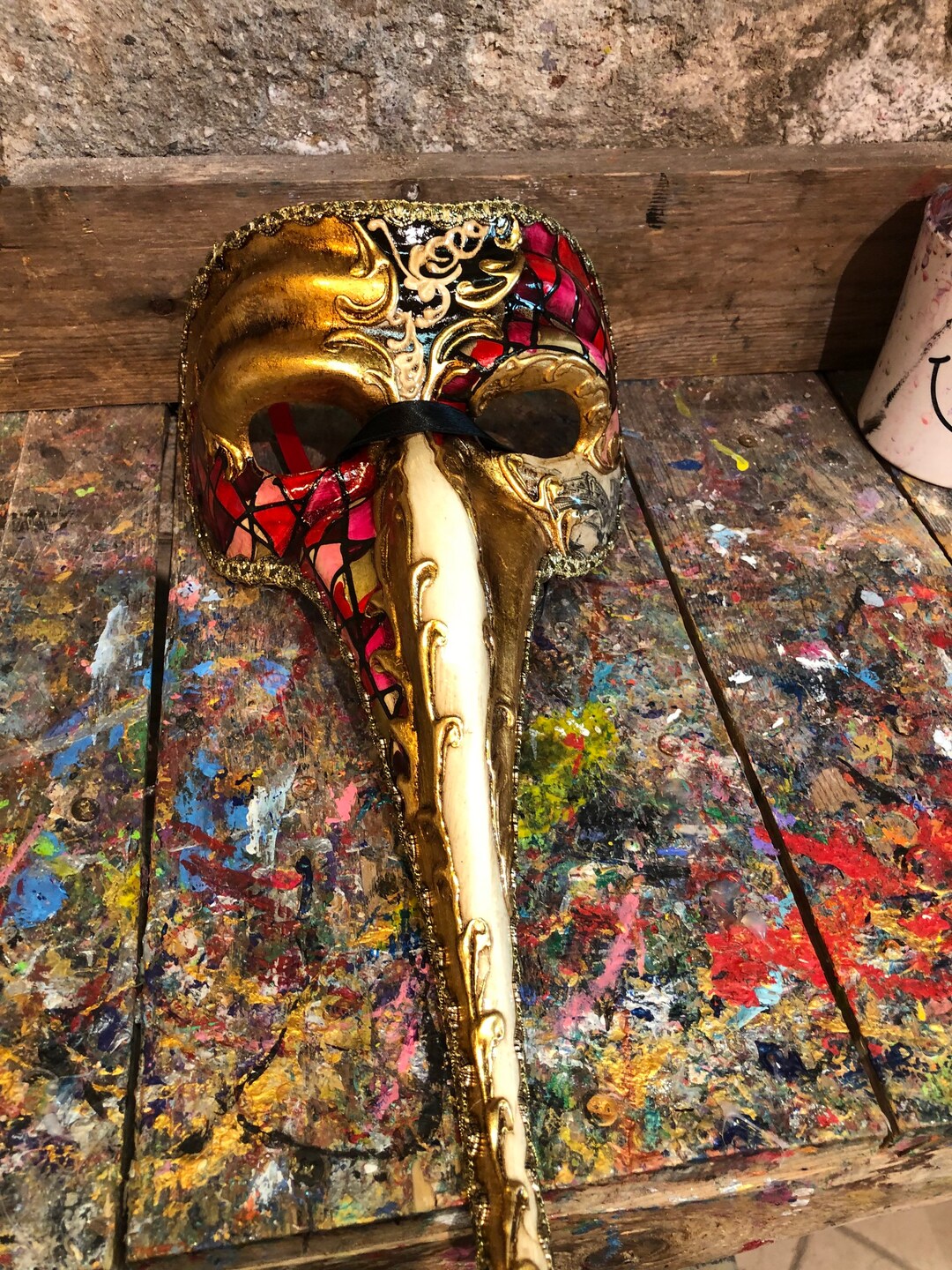 Venetian Mask by Zanni, Decorated With Gold Colors Hand-decorated ...