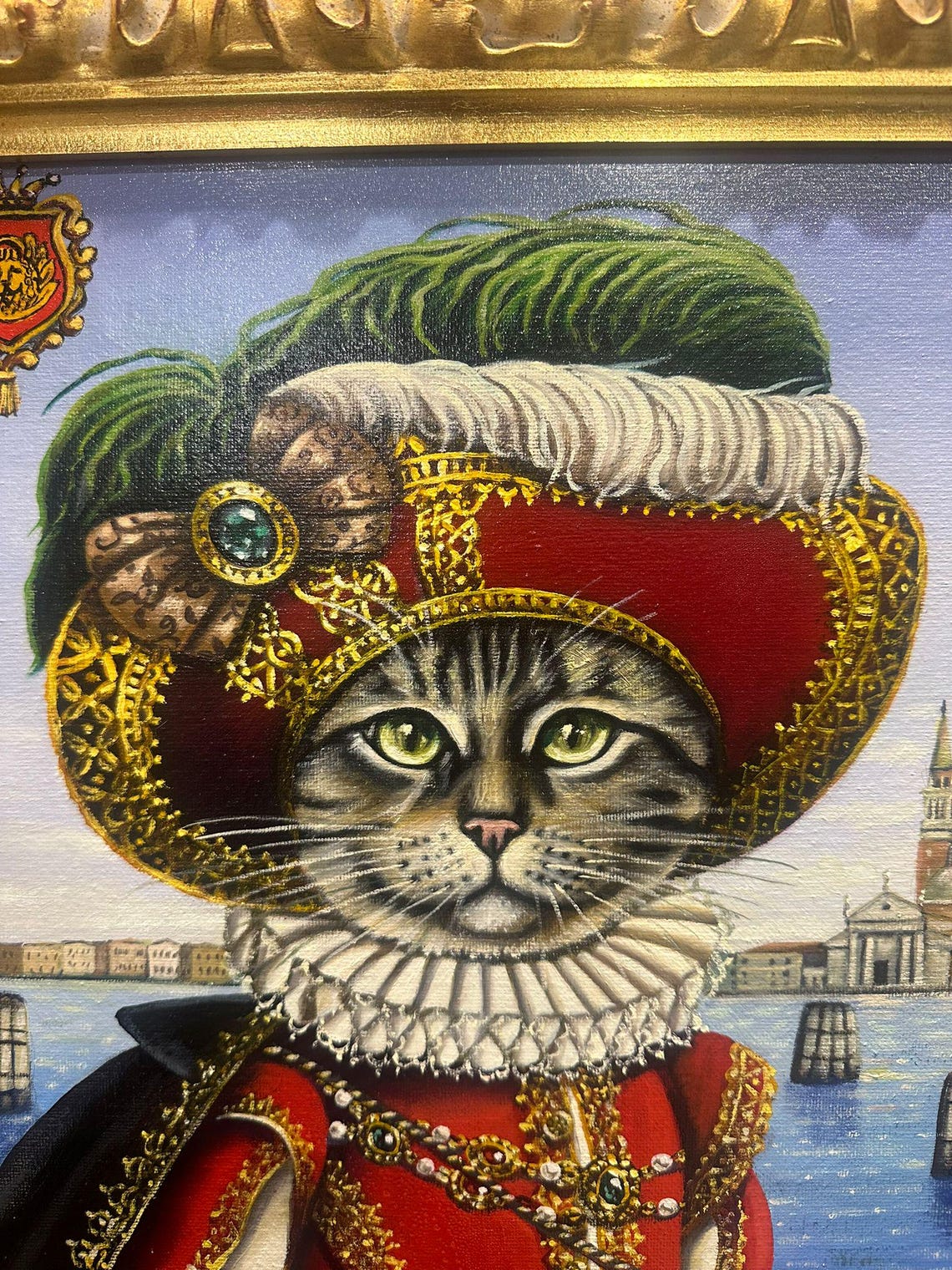 Oil Painting on Canvas Depicting a Noble Cat - Hand Painted Picture of ...