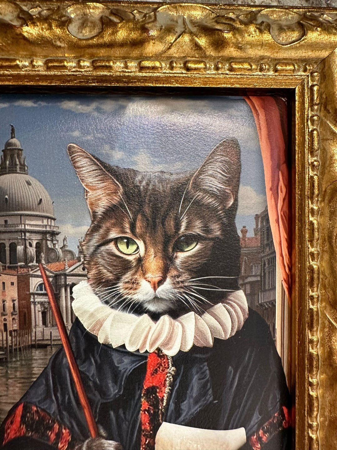Skin Painting on Canvas Depicting a Cat Dressed as a Venetian Nobleman ...
