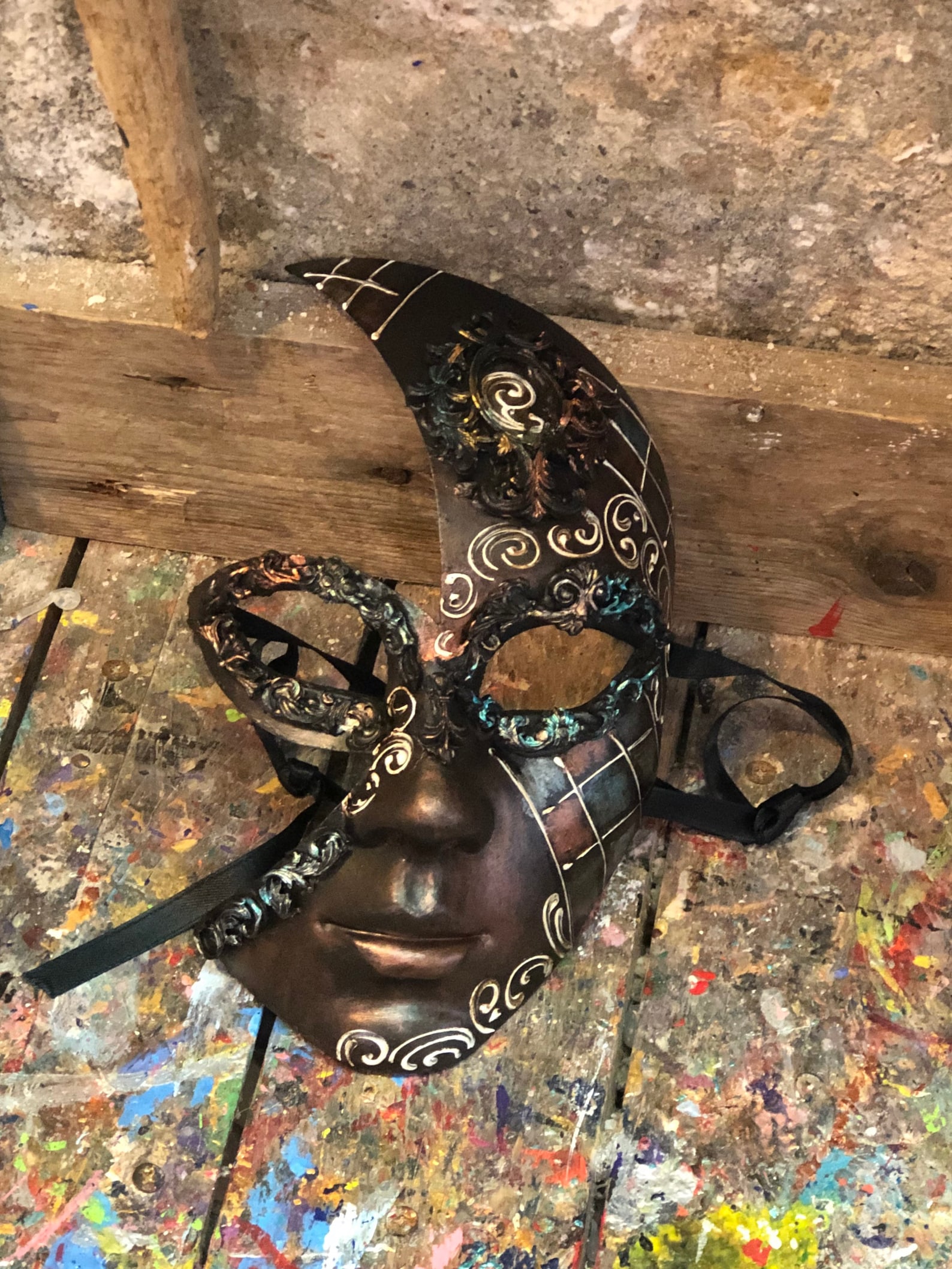 Exclusive Half-moon Carnival Mask Decorated and Handmade in - Etsy