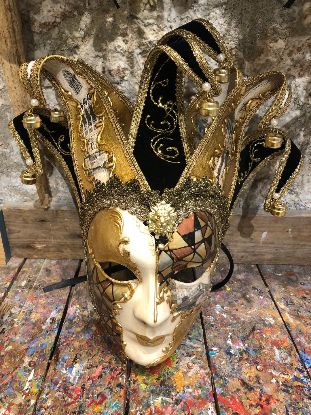 Original Venetian Joker Mask, Hand-painted - Etsy