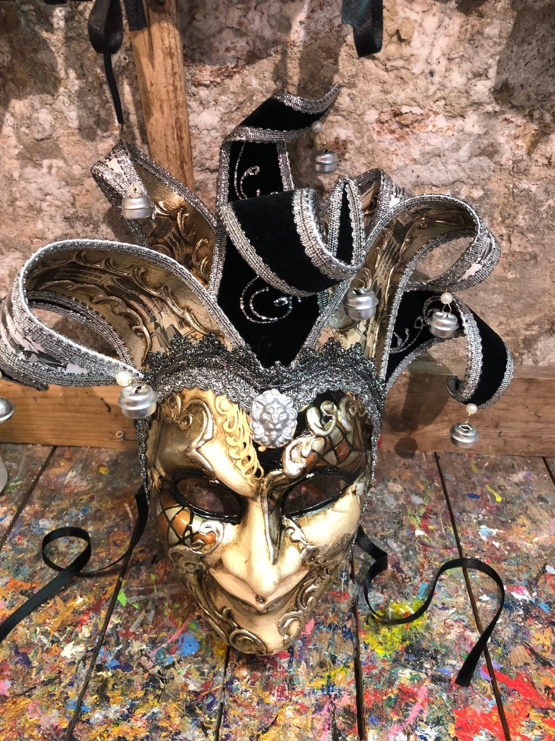 Golden Venetian Jester Mask - Jester Mask - Joker Carnival Mask - Etsy
