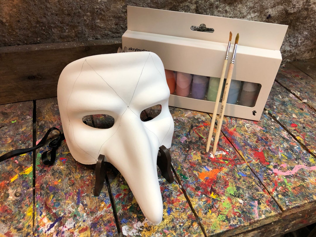 Venetian Mask to Paint by Hand White Mask With Paint Set and Brushes ...
