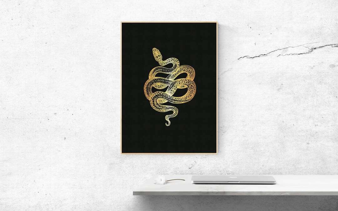 Cosmic Serpent Poster | Black & Gold | Wall Art Print - Etsy