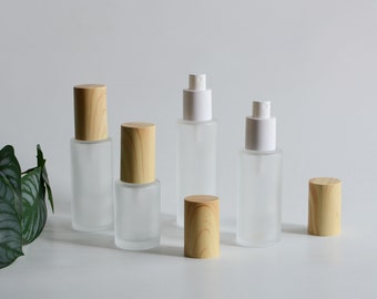 DIY Handmade Cosmetic Packaging Set, Glass Bottle Bamboo Wooden Look ...