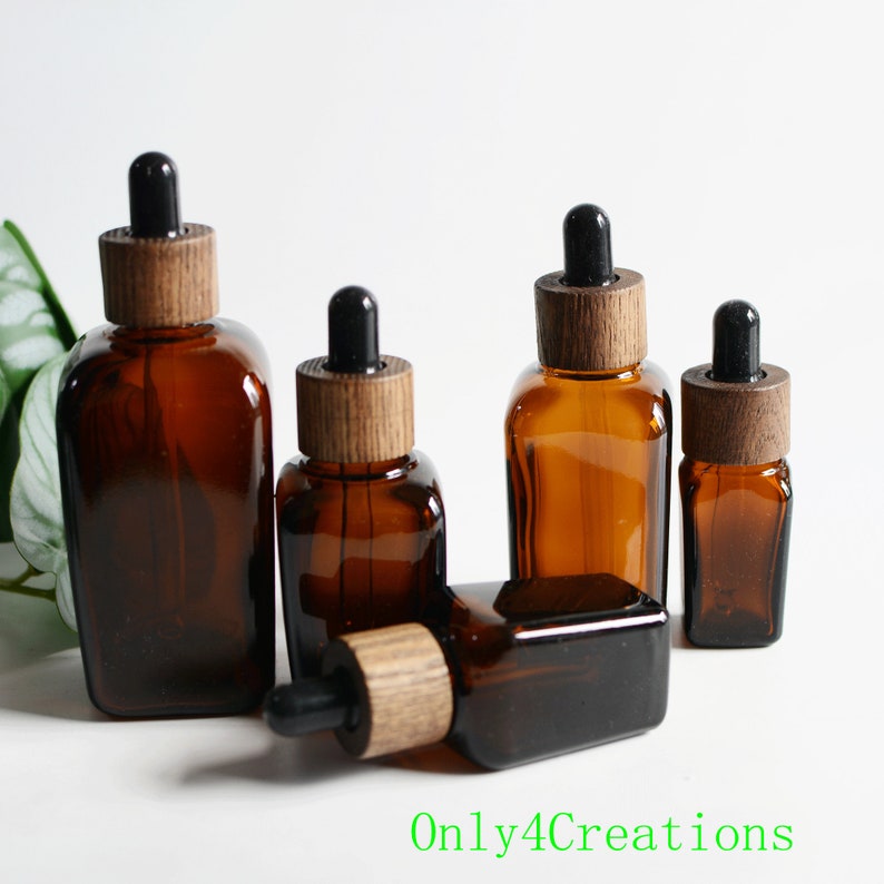 10~100ml Square Amber Glass Droppers Essential Oil Bottles Eye Liquid ...