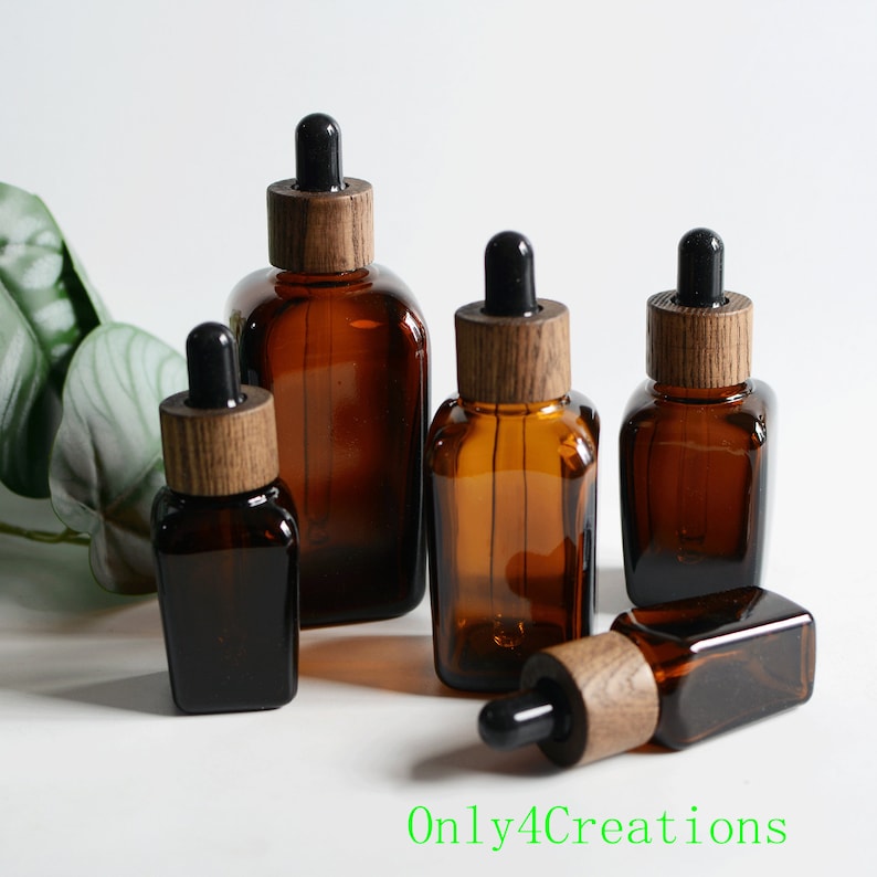 10~100ml Square Amber Glass Droppers Essential Oil Bottles Eye Liquid ...