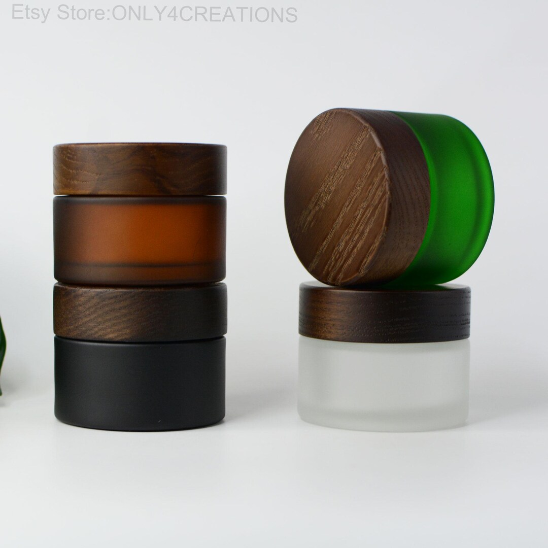 50g Cream Jars New Black Wood Natural Cosmetic Packaging Amber/black ...