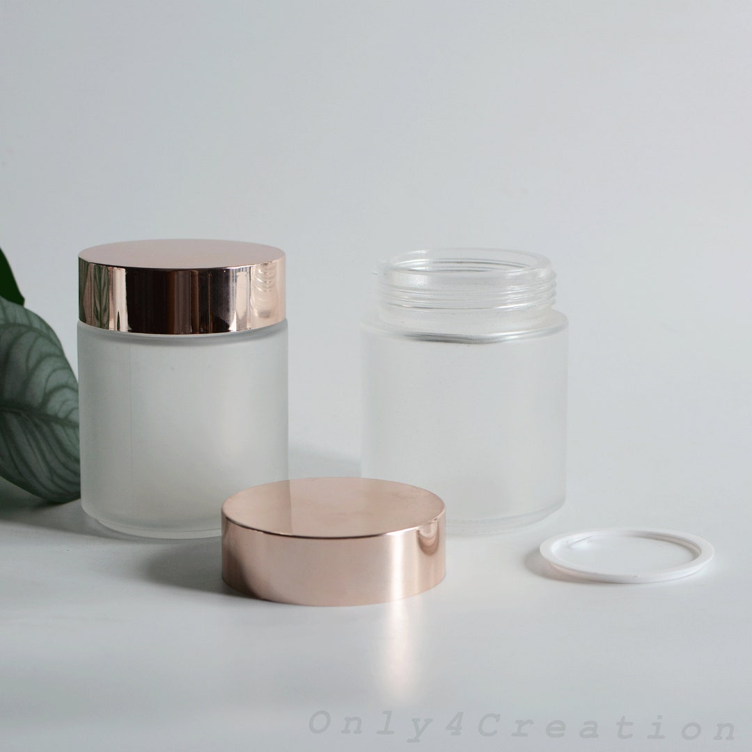 200g Large Capacity Frosted Glass Cream Container Jars Beauty Cosmetic ...